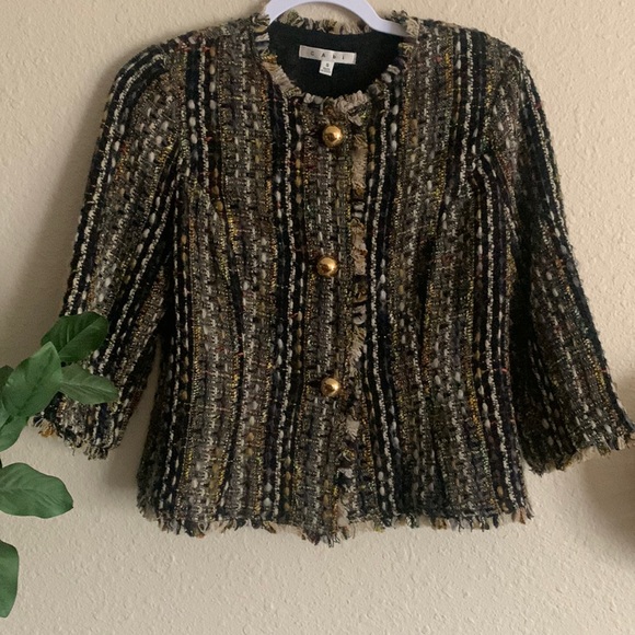 CAbi | Jackets & Coats | Cabi Knit Frayed Hem Blazer | Poshmark